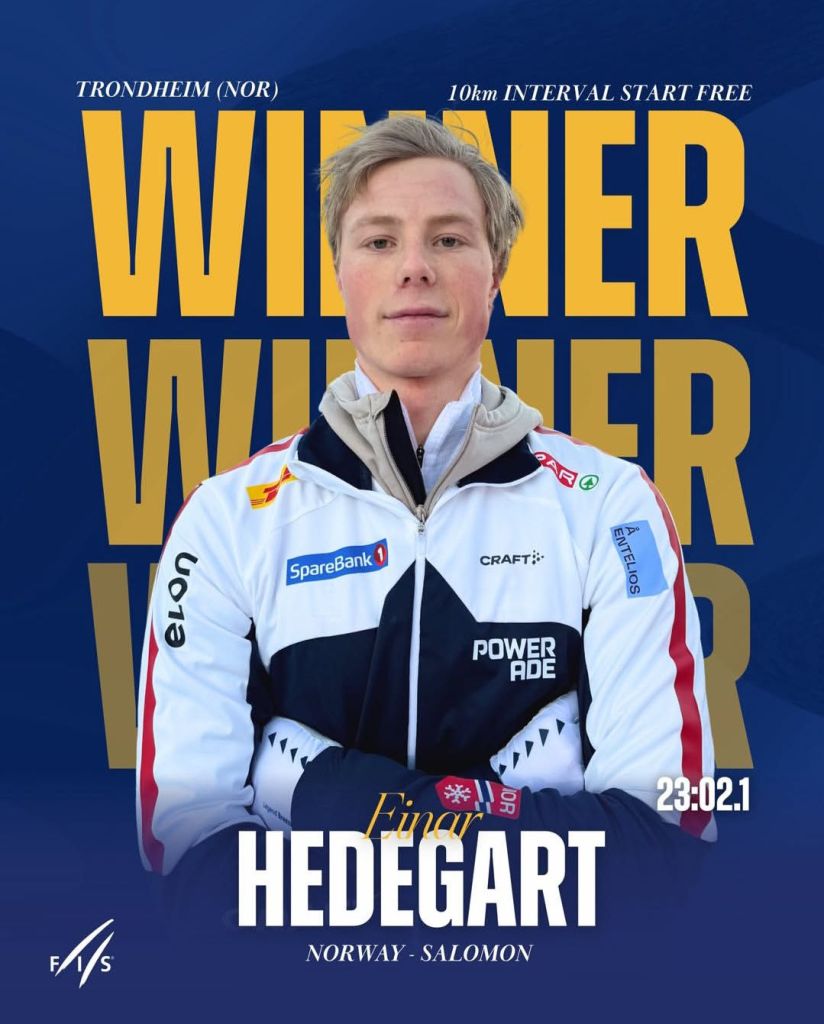 FIS Cross Country Skiing World Cup 2025-26 (Trondheim): Einar Hedegart (Norway) wins Men's 10km ...